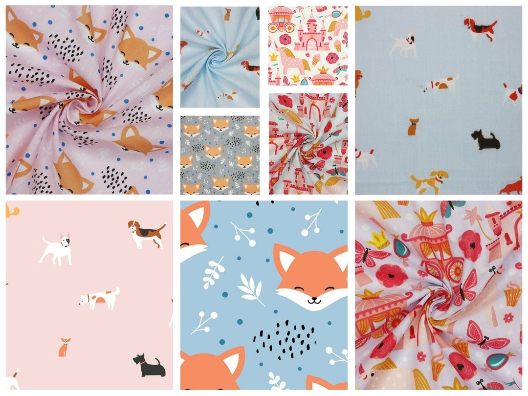 KIDS FABRIC Half Metres POLYCOTTON Childrens Craft Fabric Girls Boys ...