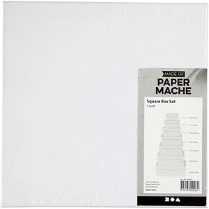 7 Square Boxes Paper Mache Cardboard Gift Storage Decorate Personalize ...