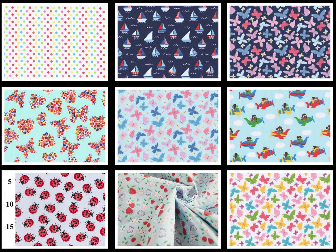 KIDS FABRIC Half Metres POLYCOTTON Childrens Craft Fabric Girls Boys ...