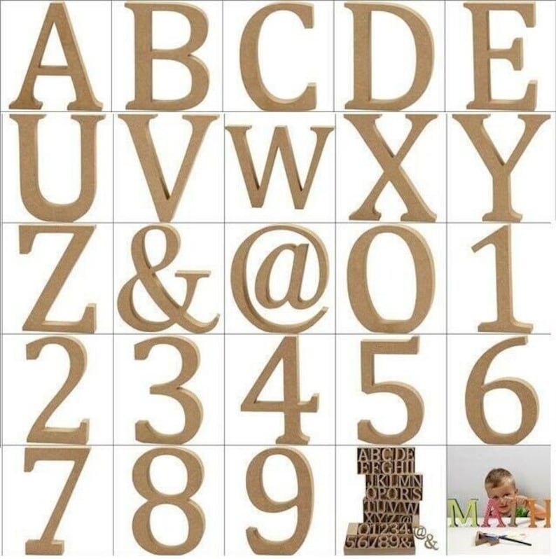 13cm 3D Wooden Alphabet Letters MDF Free Standing Hanging Decorate ...