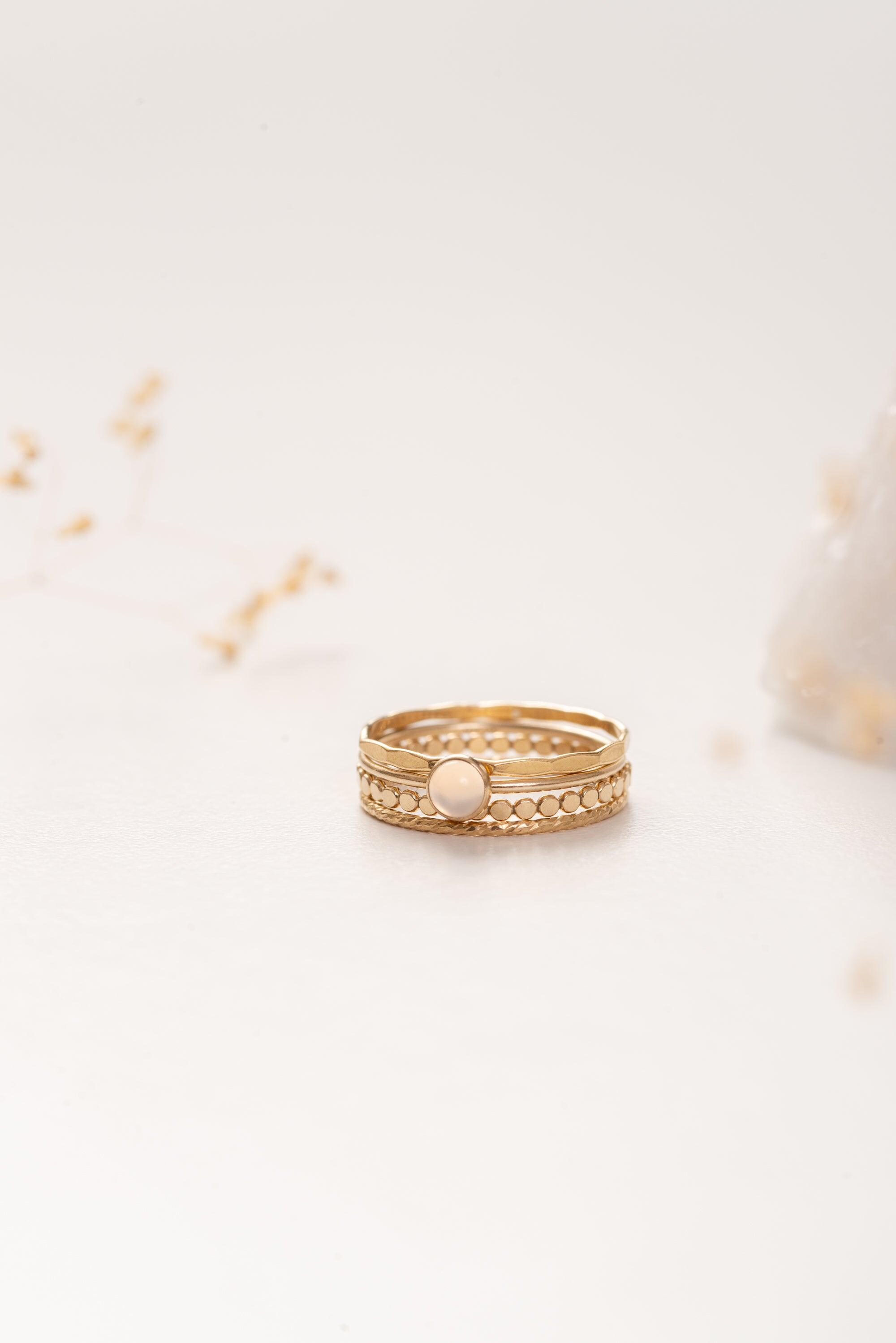 MALAYSIA Ring Set in 14k Gold-filled With White Agate, Creative ...