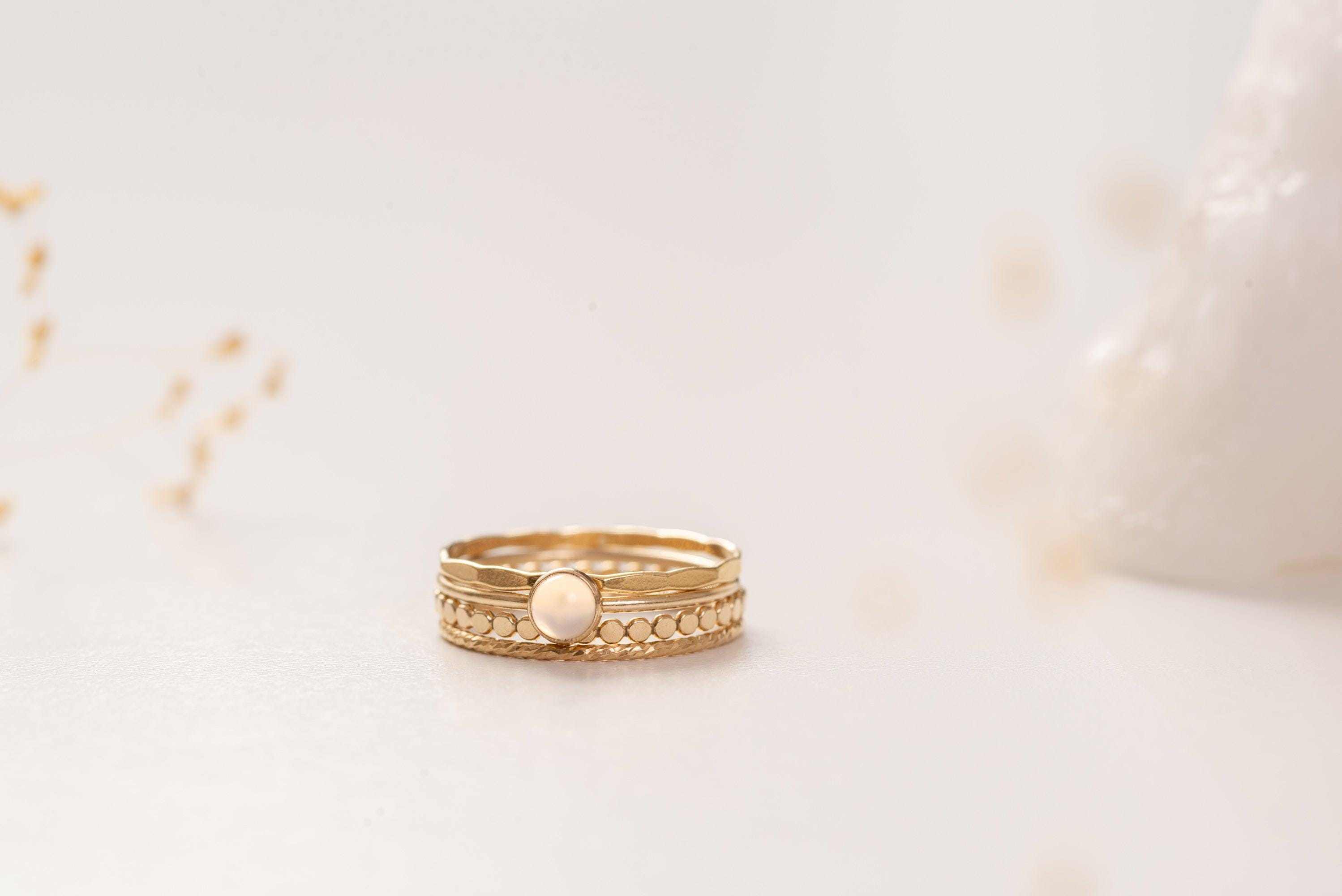MALAYSIA Ring Set in 14k Gold-filled With White Agate, Creative ...
