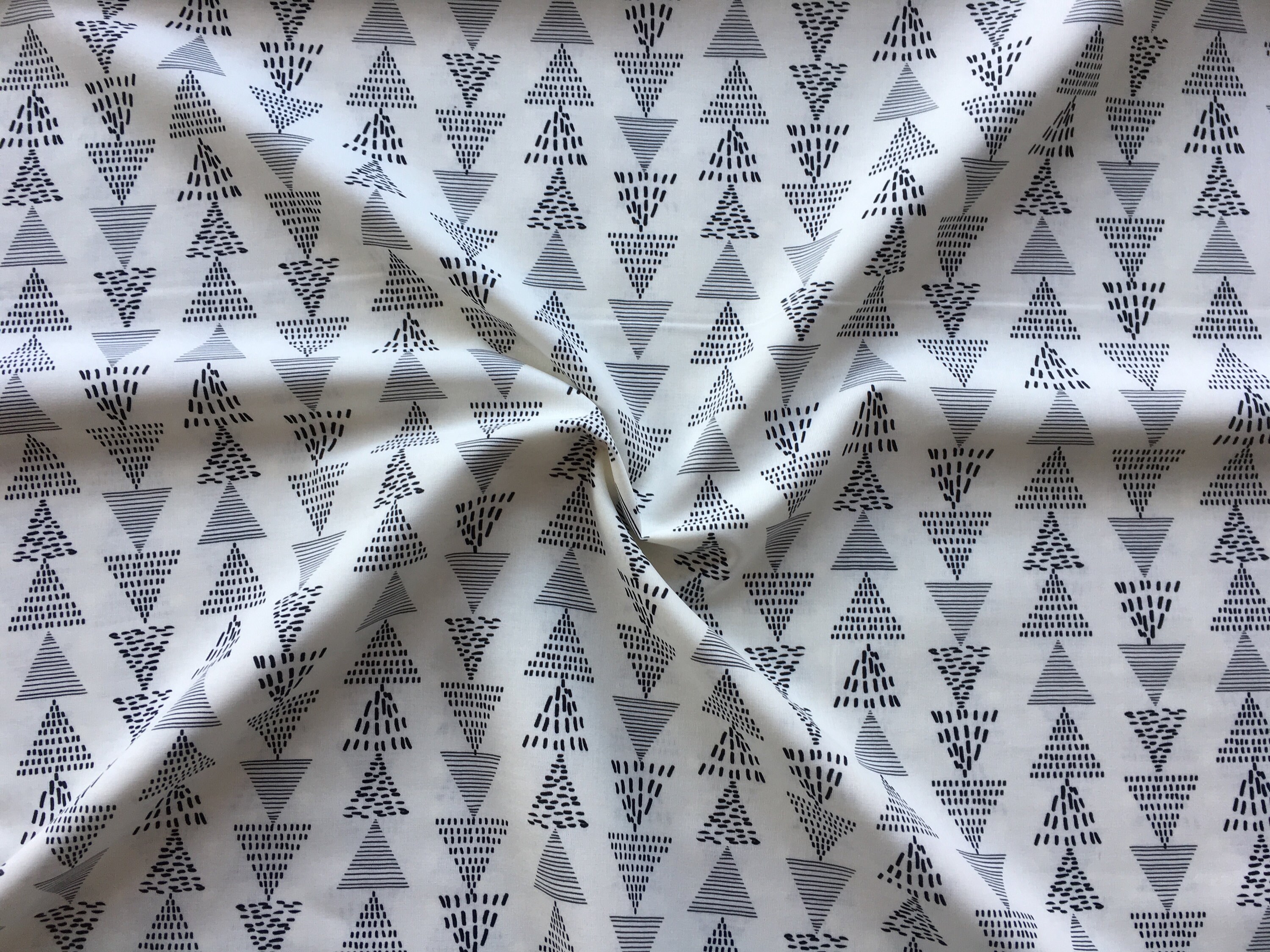 Cotton Fabric "triangles" Black, White - Etsy UK