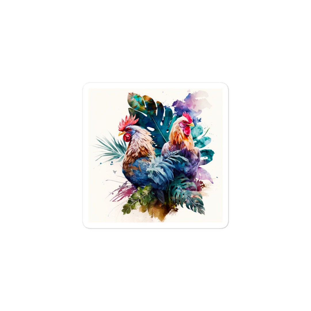 Hawaii Chicken Sticker, Unoffical State Bird of Hawaii, Water Color ...