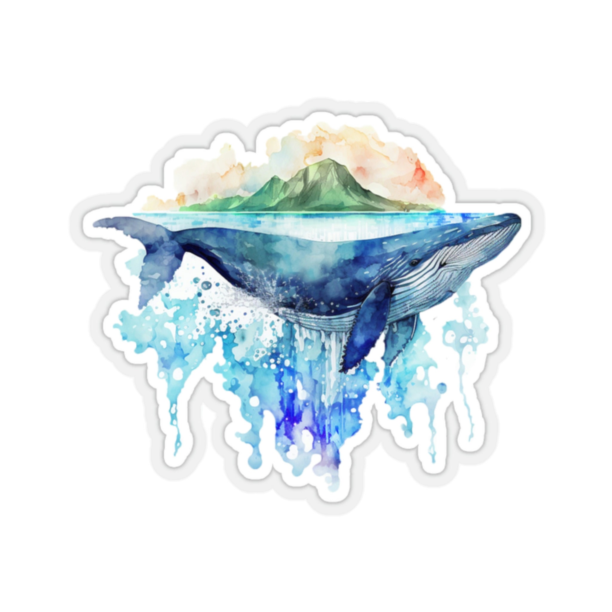 Humpback Whale Sticker, Watercolored Humpback Whale, Tropical Sticker ...
