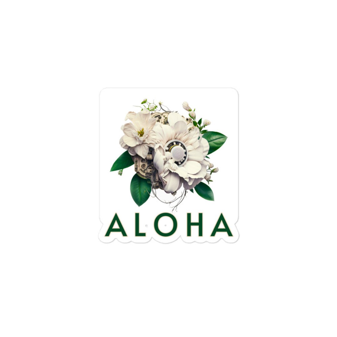 Aloha Sticker With Hawaiian Flower, Cyber Punk Hawaiian Flower, Aloha ...