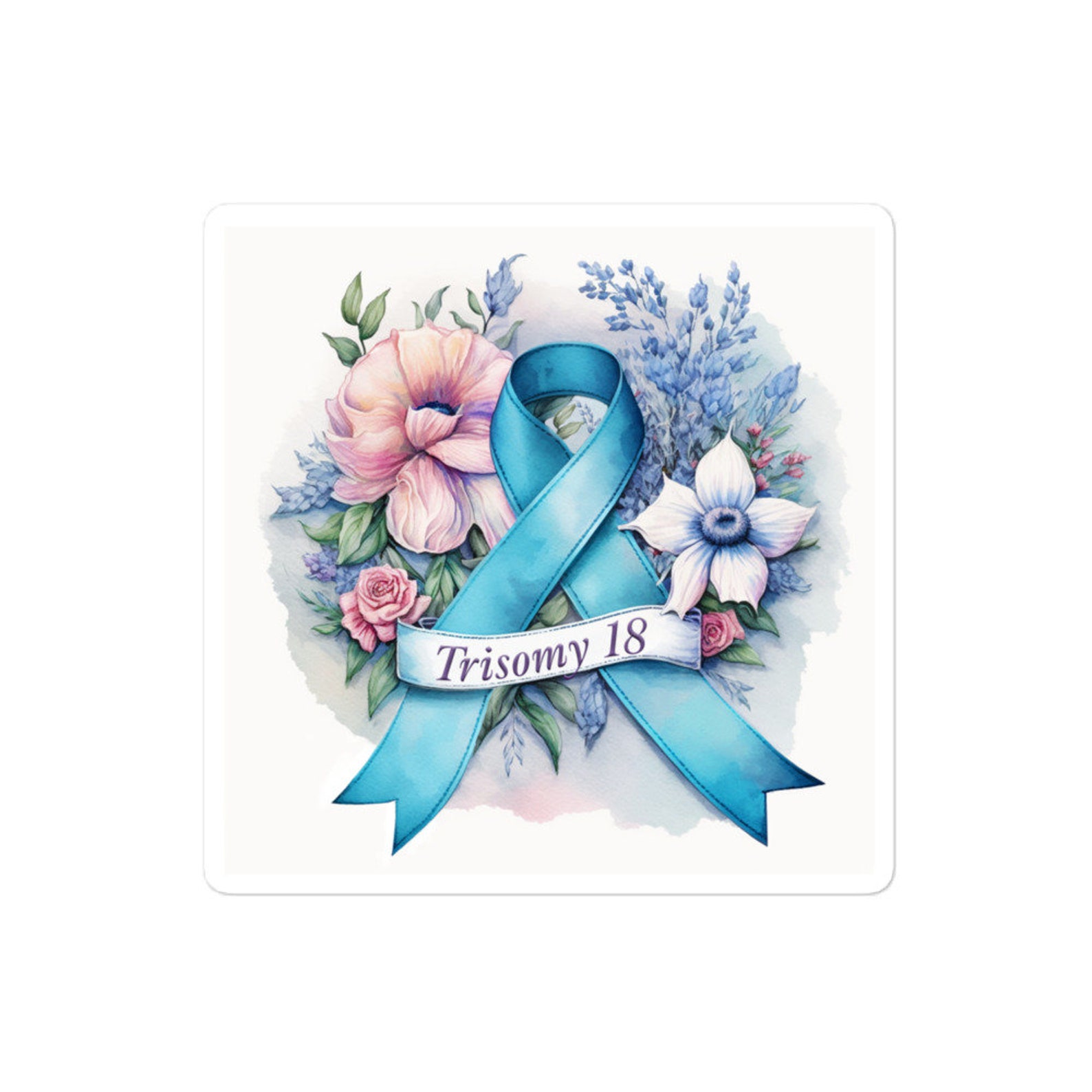 Trisomy 18 Awareness Sticker for Trisomy 18 Warriors Blue Ribbon ...