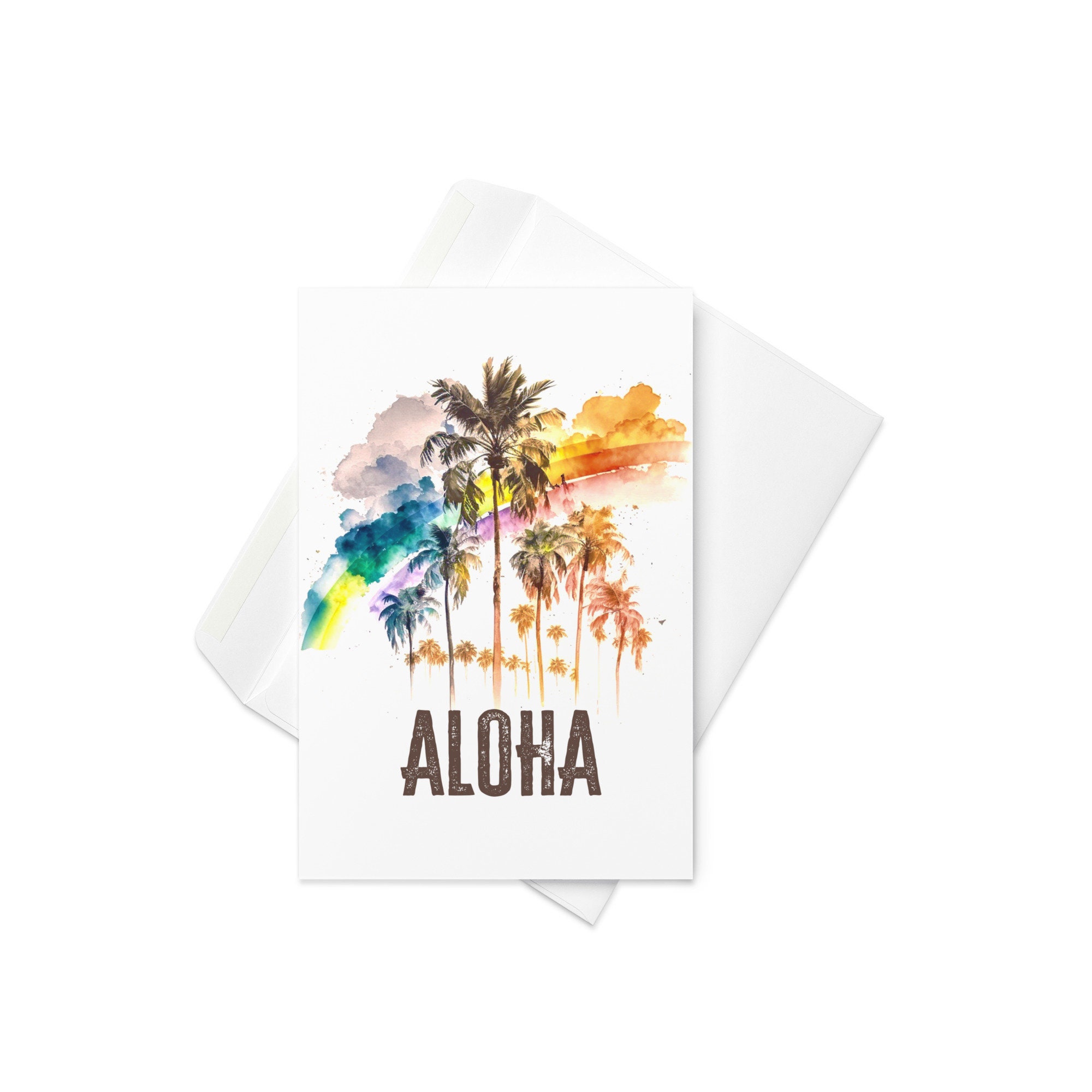Aloha Card, Palm Tree Card, Rainbow Card, Aloha Rainbow Card ...