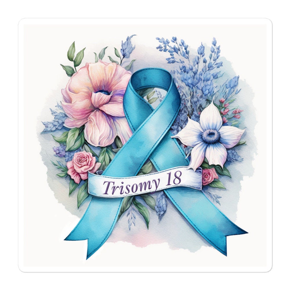 Trisomy 18 Awareness Sticker for Trisomy 18 Warriors Blue Ribbon ...