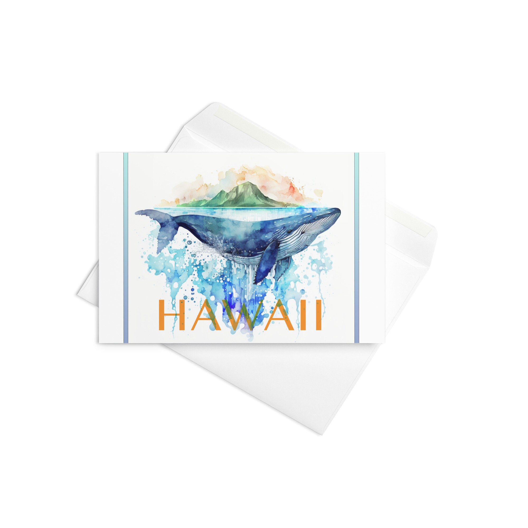 Humpback Whale Card, Watercolored Humpback Whale, Maui Whale Greeting ...
