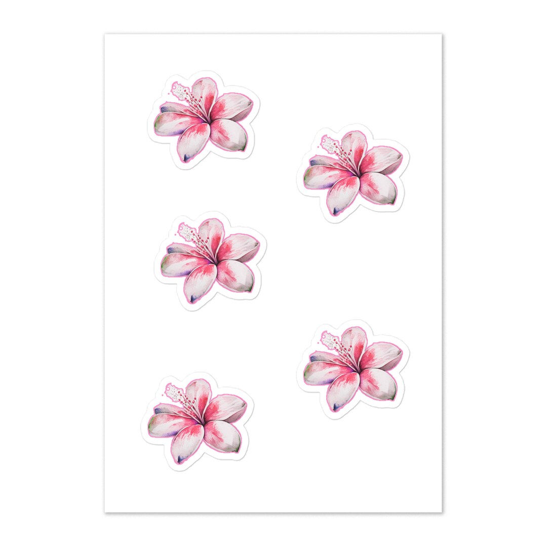Plumeria Sticker Sheet With Five Plumeria Kiss-cut Stickers, Hawaiian ...