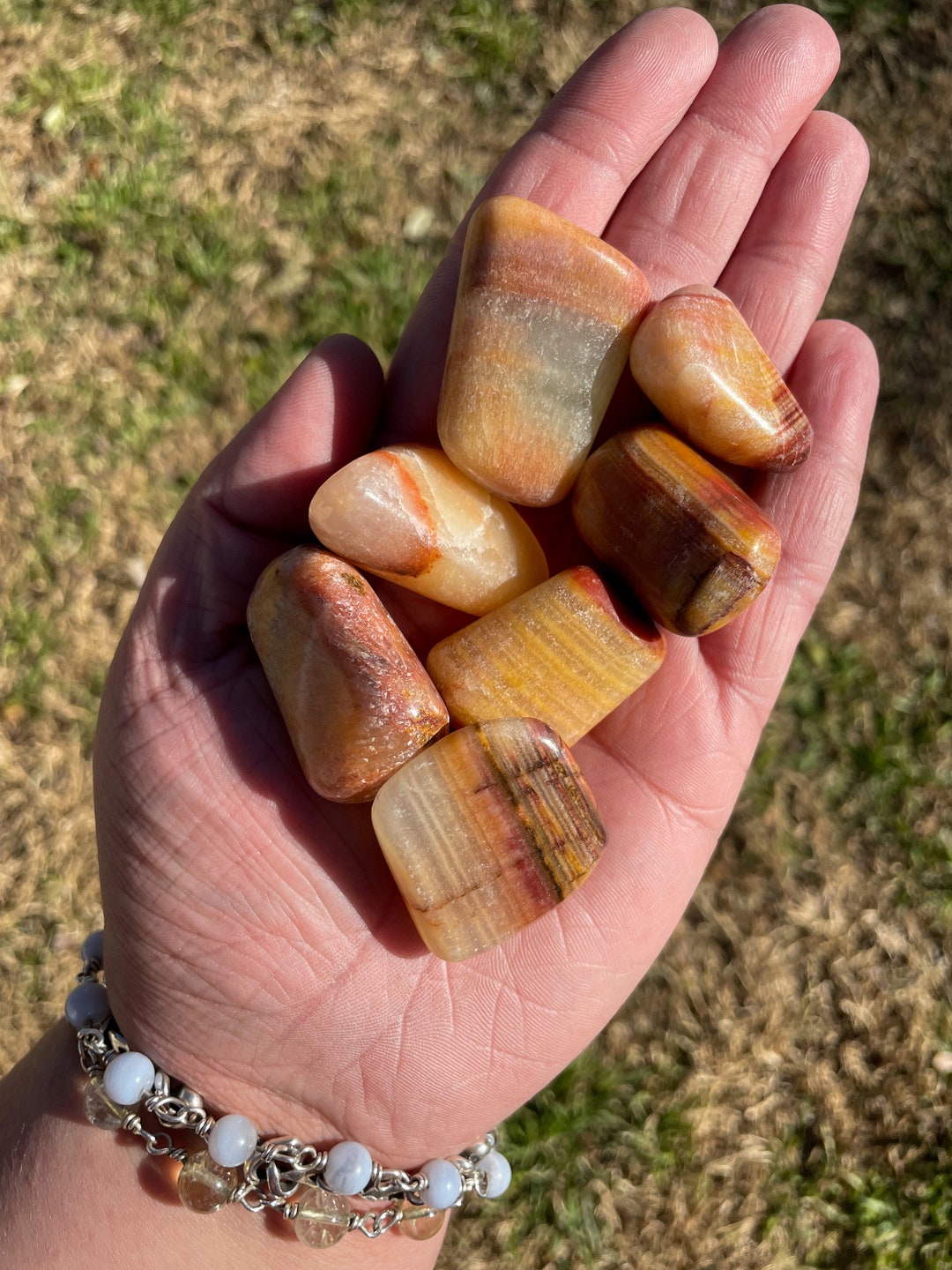 Peach Calcite Tumbled Stone (1)/ Peach Calcite/ Calcite/ Peach Calcite ...