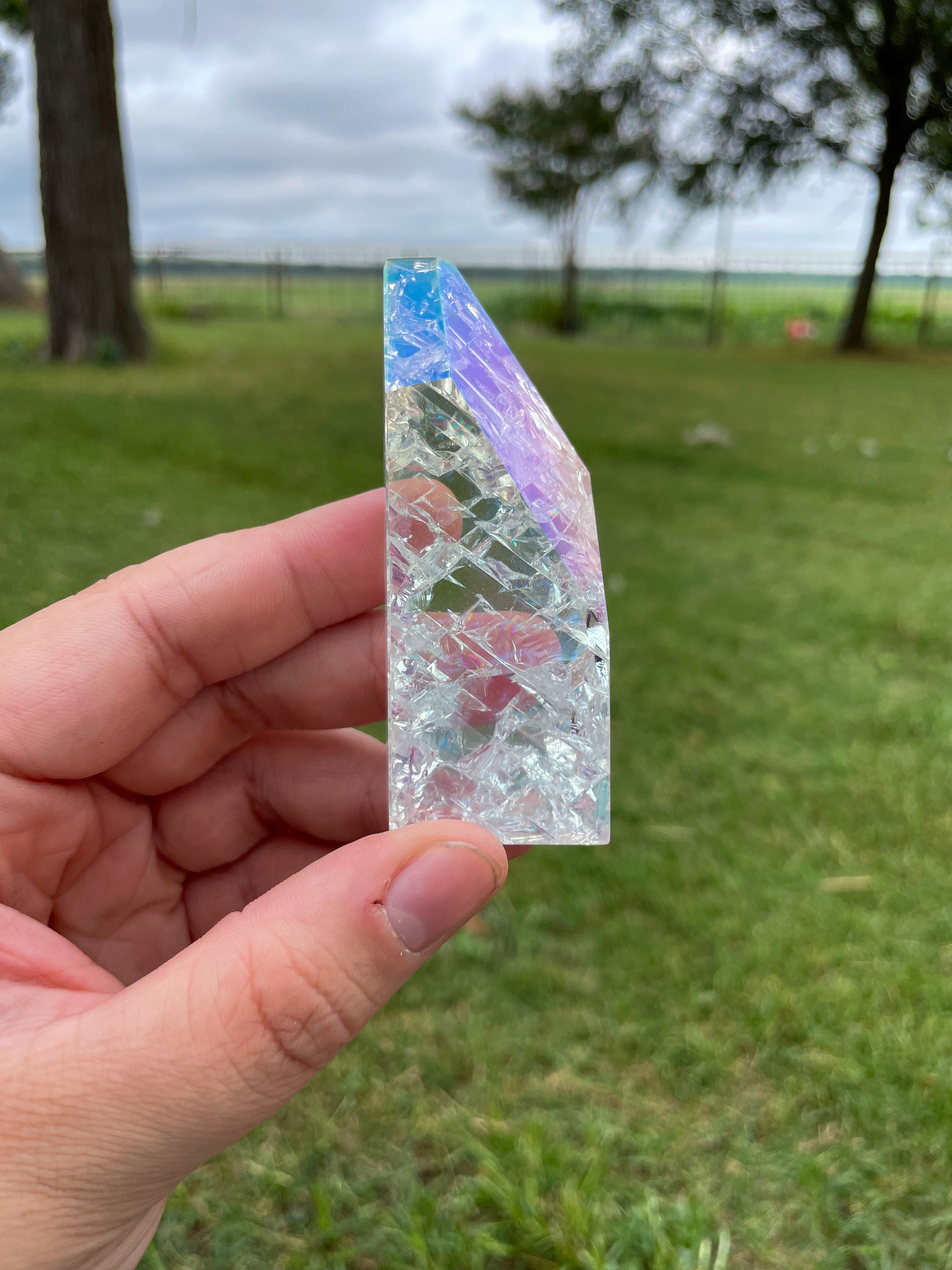 Clear Aura Crackled Quartz Free Form/ Crackled Quartz/ Cracked | Etsy