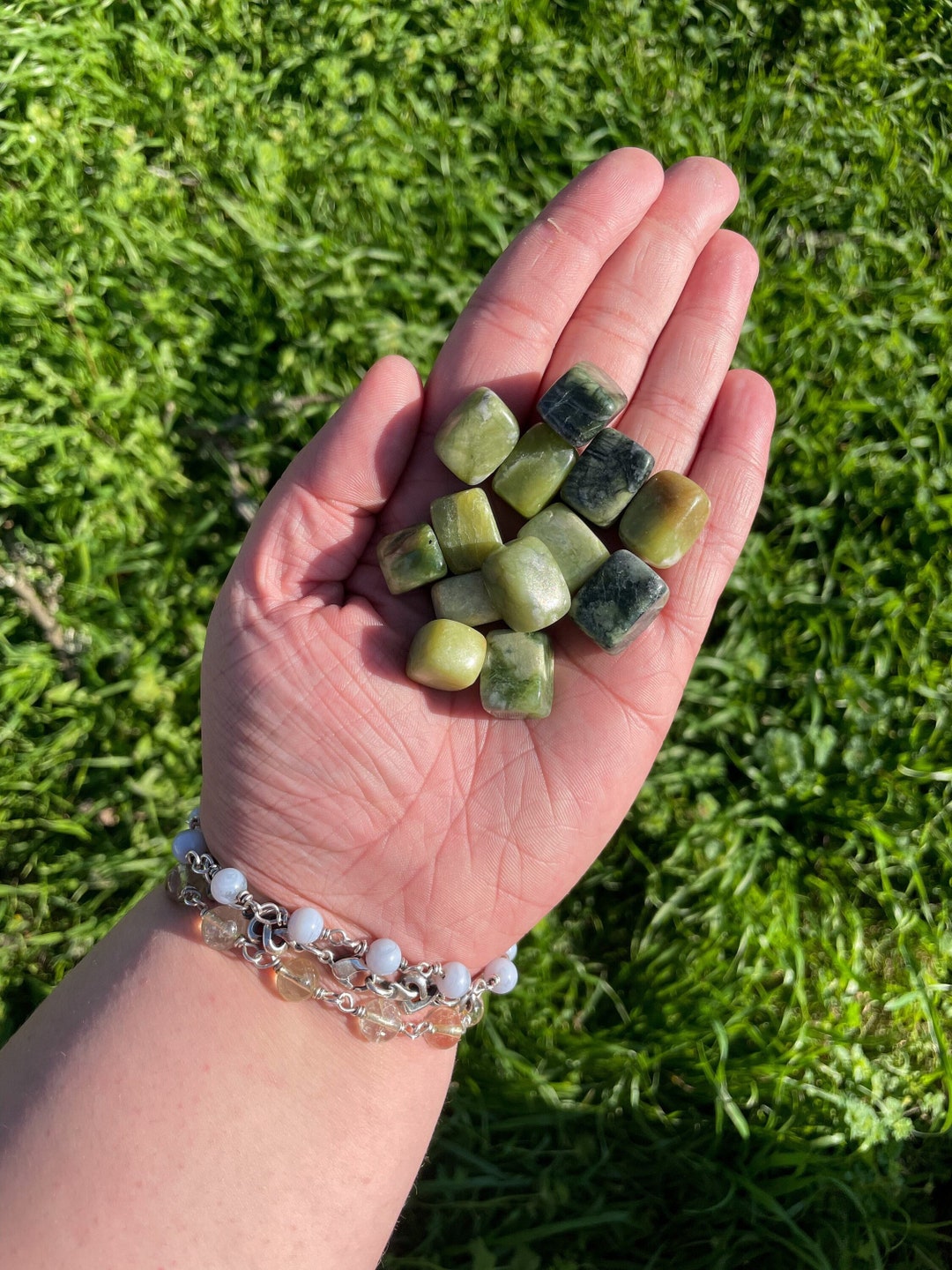 Three(3) Mini Green Jade Cubes/ Green Jade Cubes/ Jade/ Crystal Cube ...