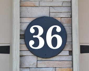 Square Carved Slate House Number Sign | Etsy