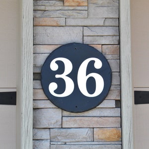 Circle Carved Slate House Number Sign - Etsy