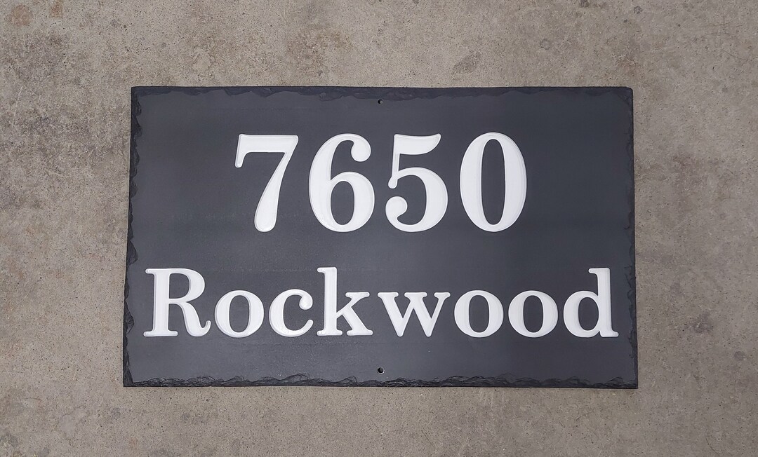 Two Line Rectangle Carved Slate House Number Sign- Post and Lights - Etsy