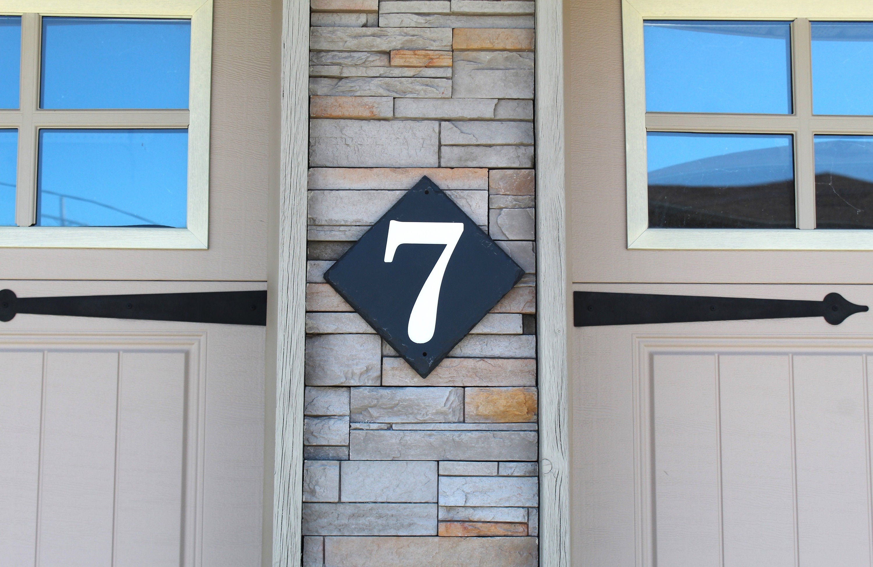Diamond Carved Slate House Number Sign - Etsy