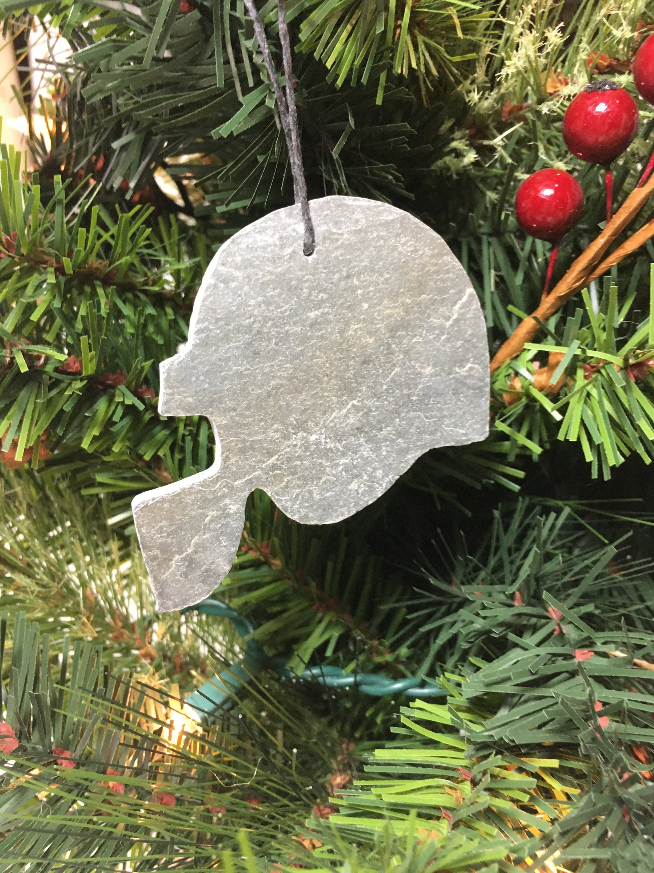 Football Helmet Black Slate Christmas Ornament- Personalized With Laser ...