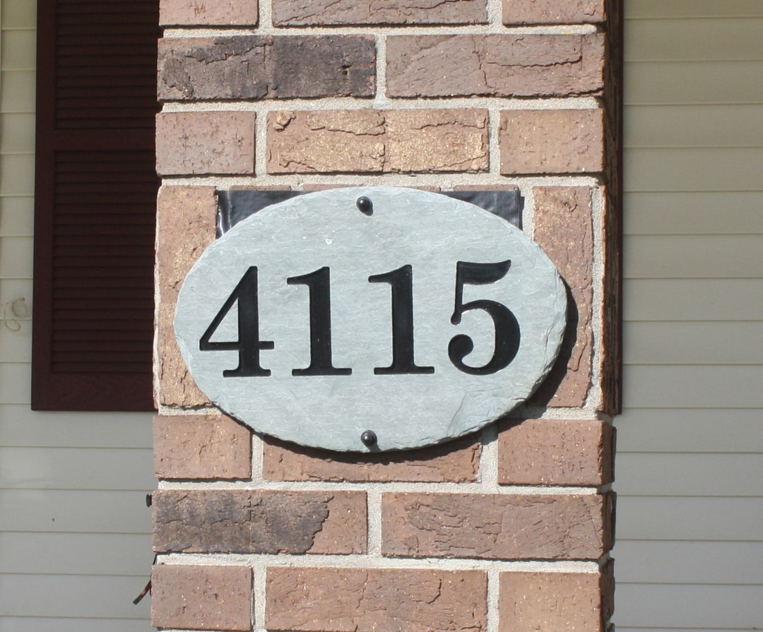 Oval Carved Slate House Number Sign - Etsy