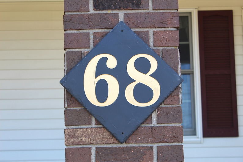 Diamond Carved Slate House Number Sign - Etsy