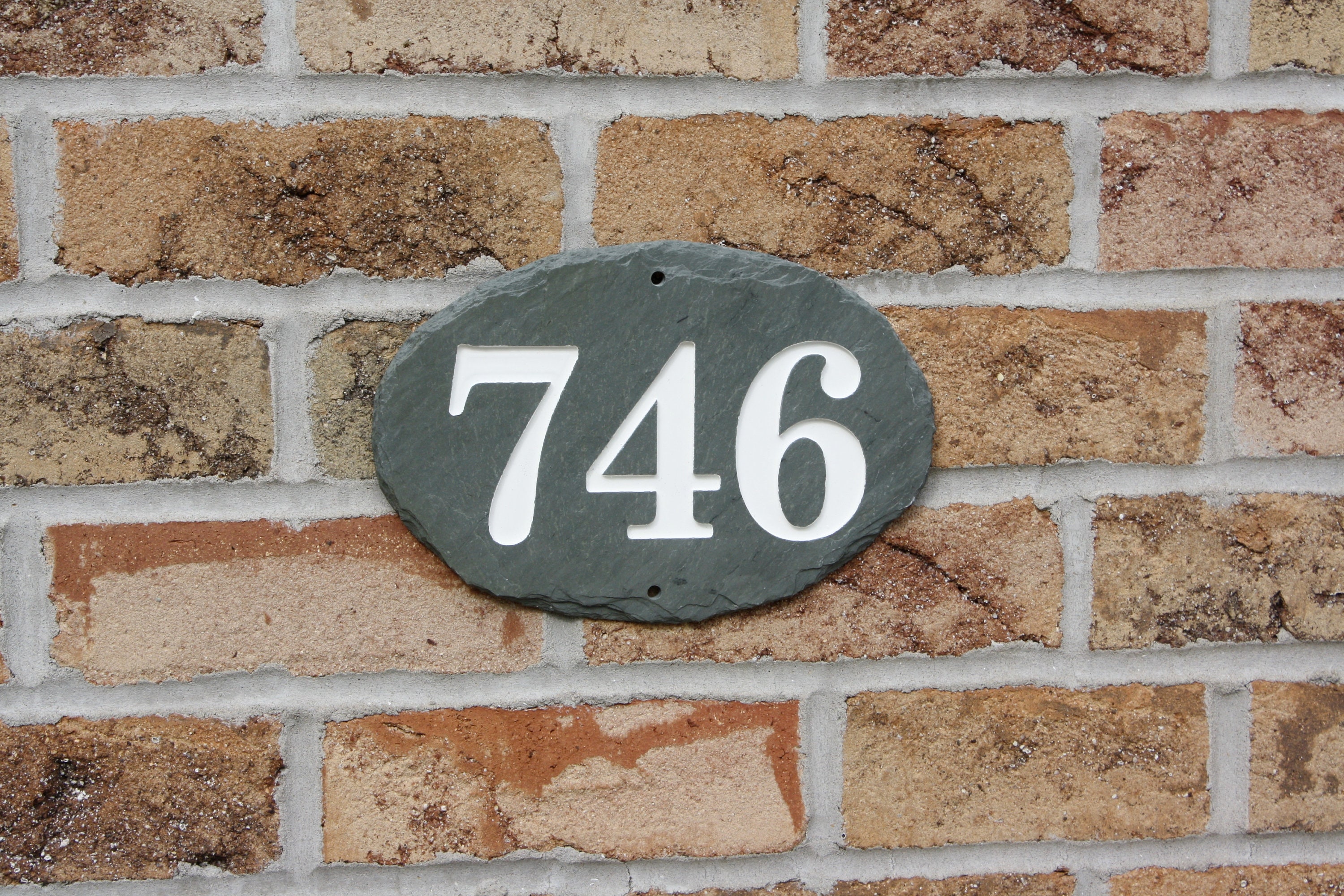 Oval Carved Slate House Number Sign Post and Light | Etsy
