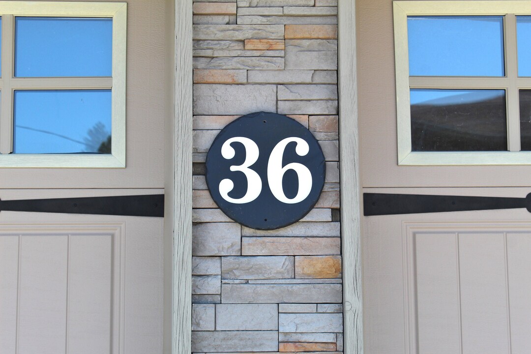 Circle Carved Slate House Number Sign - Etsy