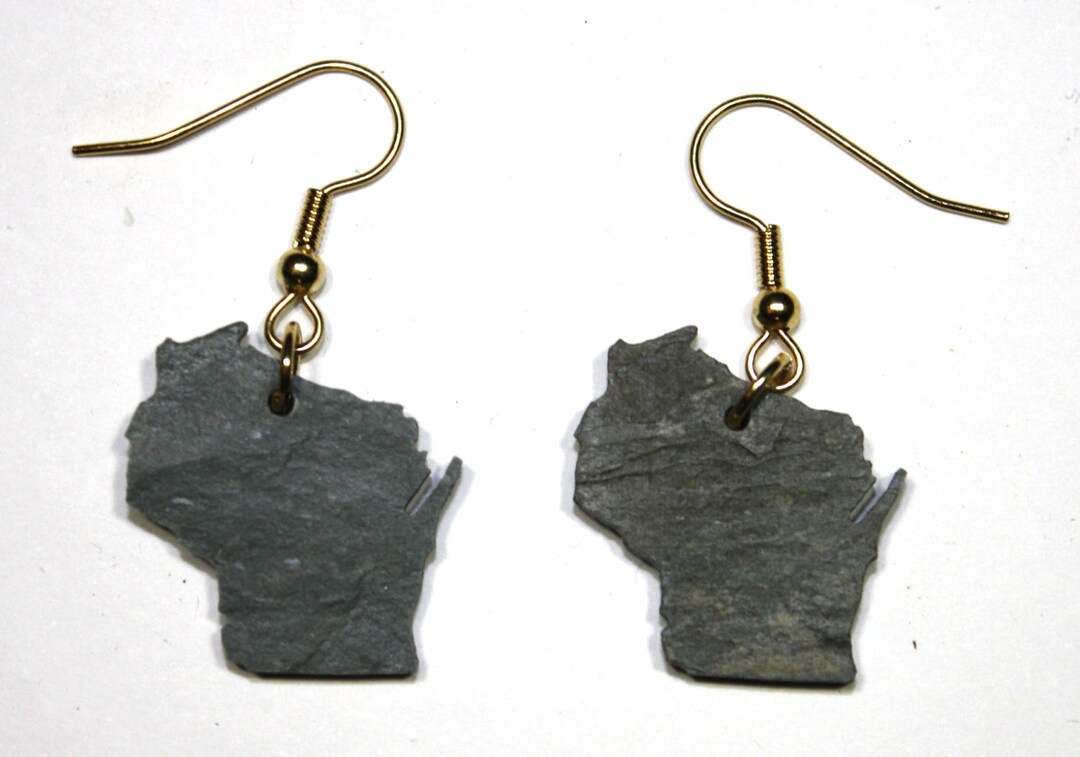 Wisconsin Slate Earrings- Personalized With Laser Engraving - Etsy