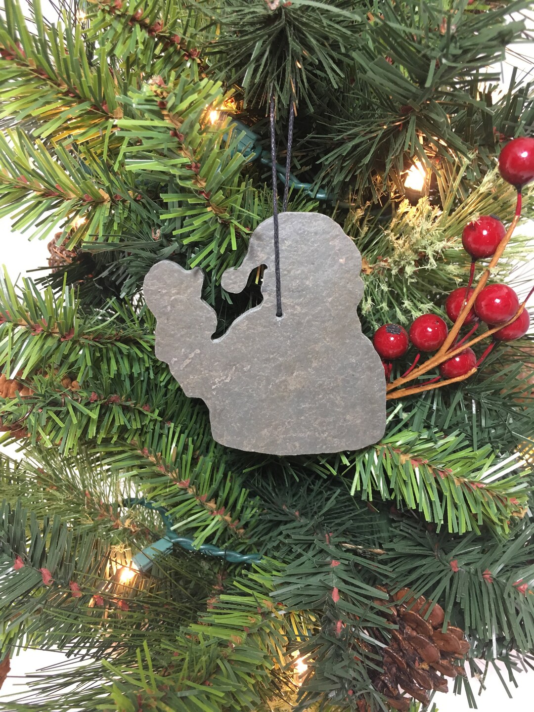 Santa Black Slate Christmas Ornament- Personalized With Laser Engraving ...