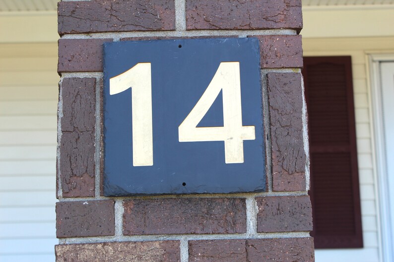 Square Carved Slate House Number Sign - Etsy