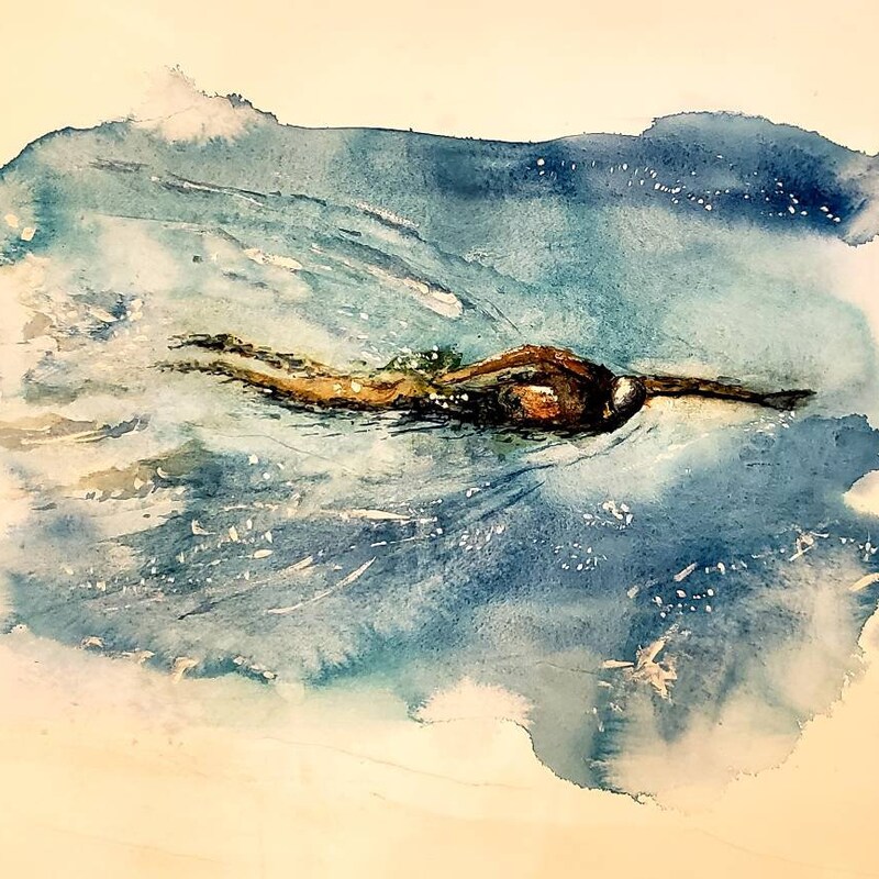 Swimmer Painting - Etsy