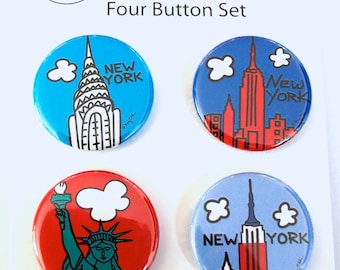 New York Button Gift Set of 4 Iconic New York City Pins 1.25 | Etsy