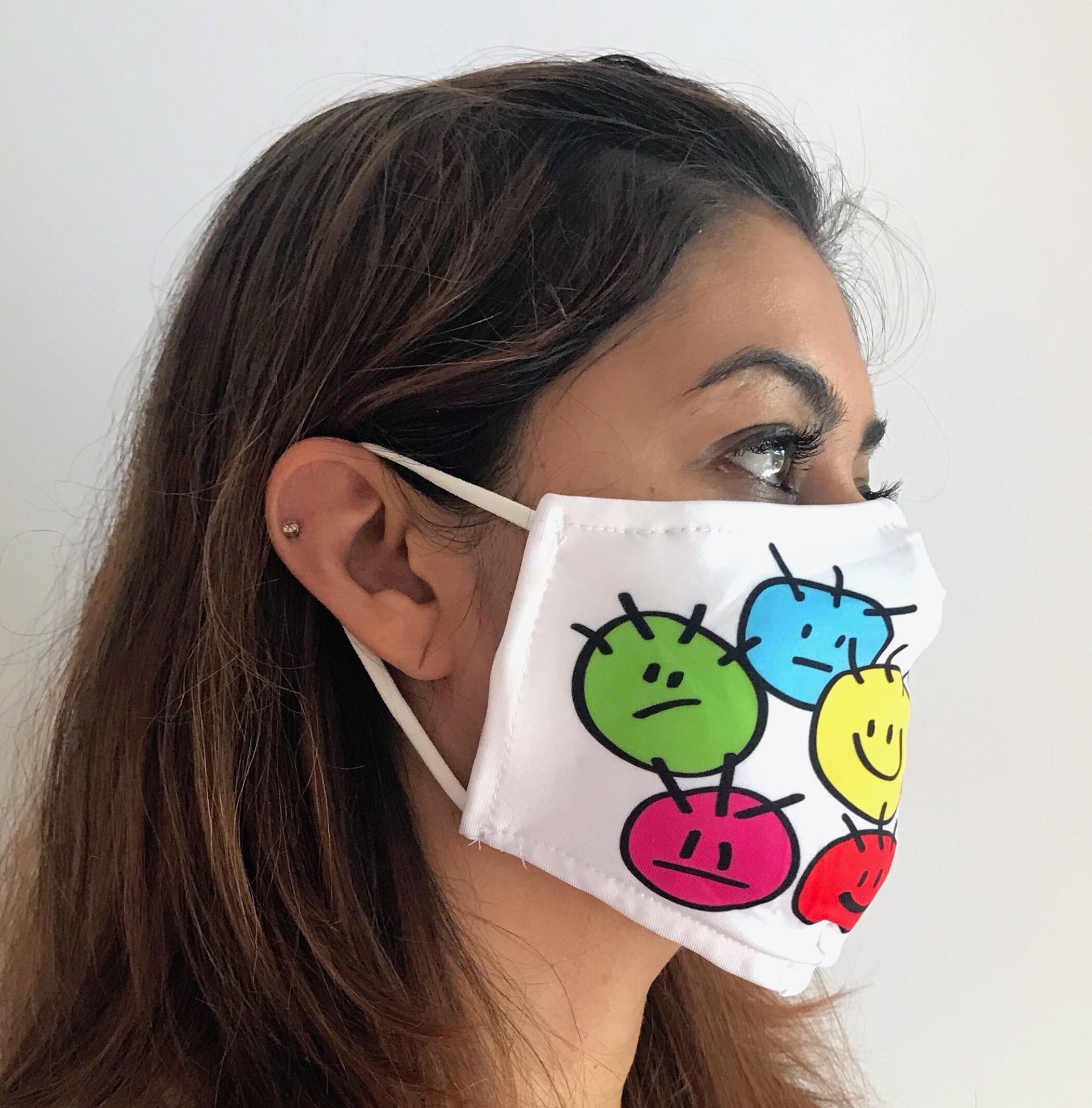 Smiley Face Mask Colorful Art Mask By Mary EllisComfortable | Etsy