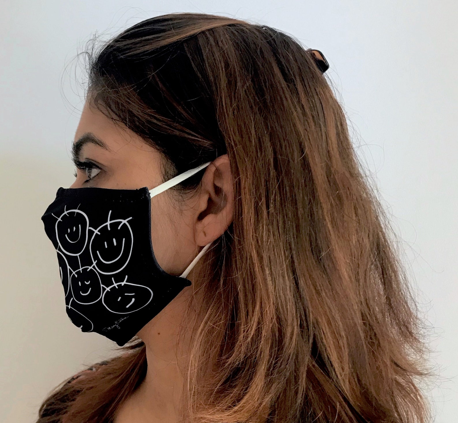 Pair of Two Face Masks Smiley Fun Faces Art by Mary - Etsy