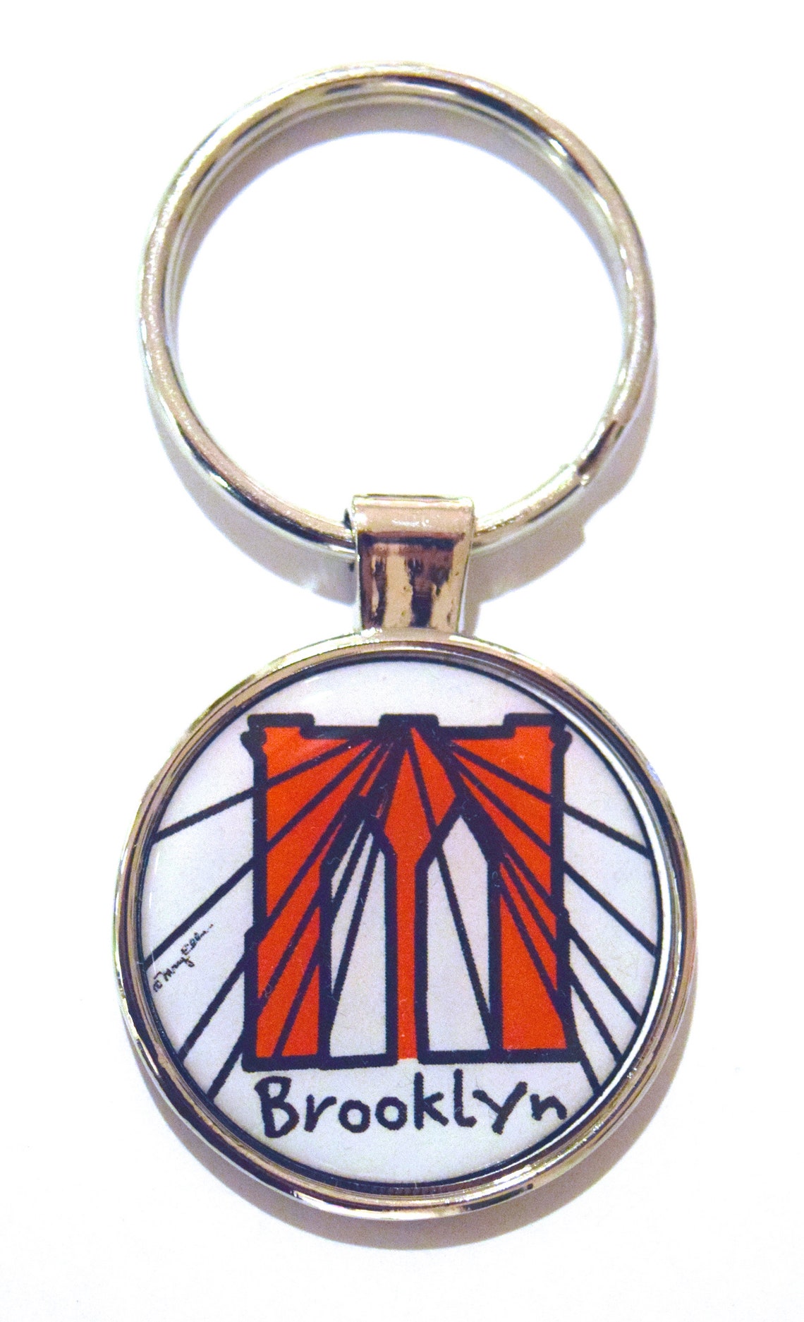 Brooklyn Bridge New York Keychain Metal Dome Souvenir Key - Etsy