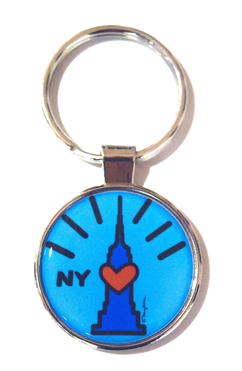 New York Keychain Metal Dome New York Love Heart Empire State - Etsy