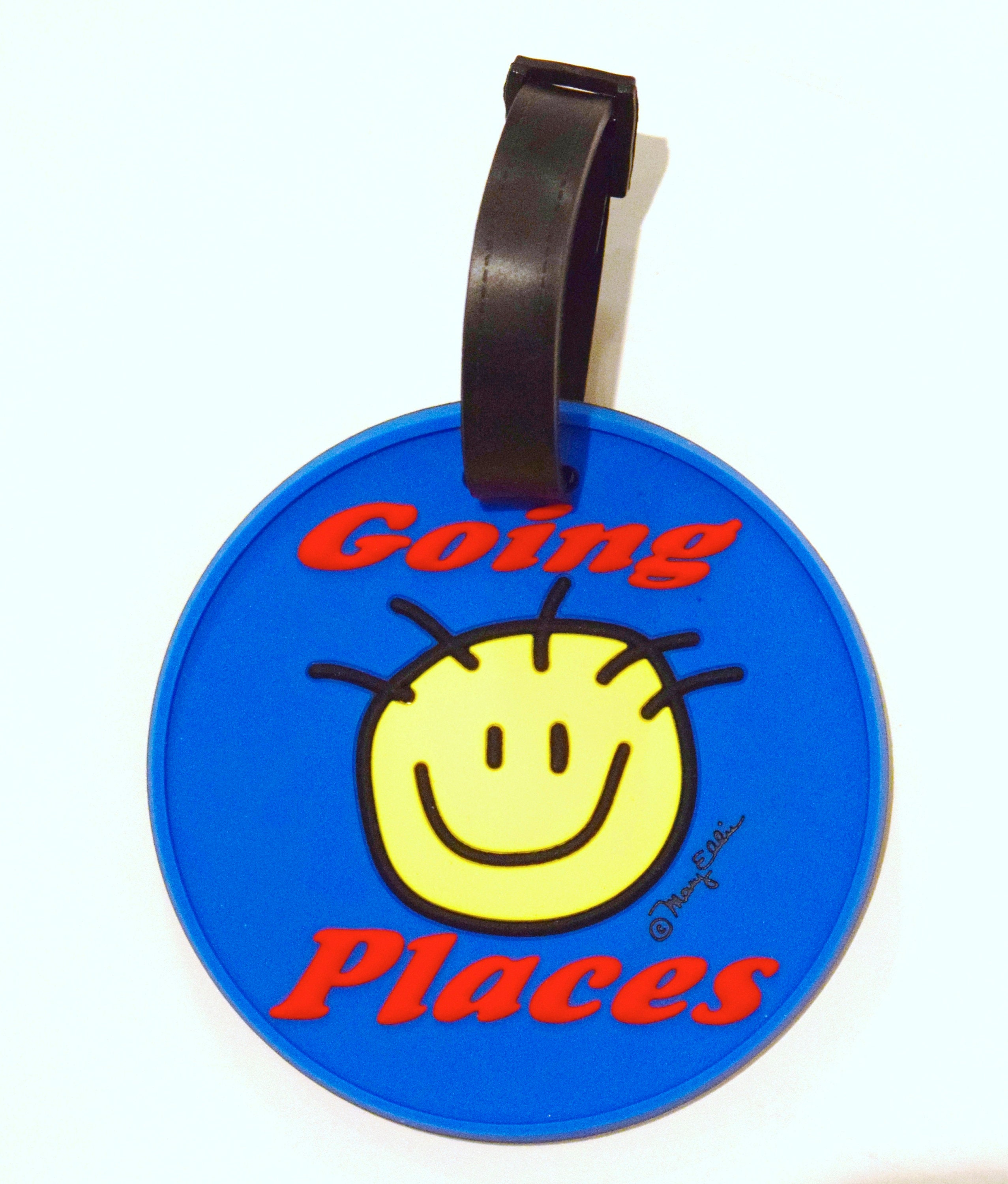 Large Round Luggage Tag Heavy Duty Smiley Face Fun Funny Bag ID ...