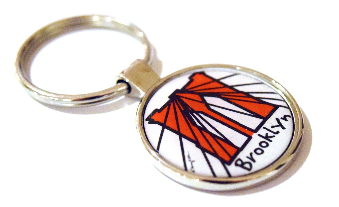 Brooklyn Bridge New York Keychain Metal Dome Souvenir Key - Etsy