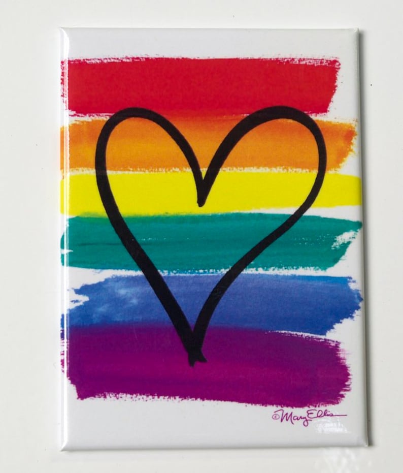 Gay Pride LGBT Rainbow Flag Heart Refrigerator Magnet NY - Etsy