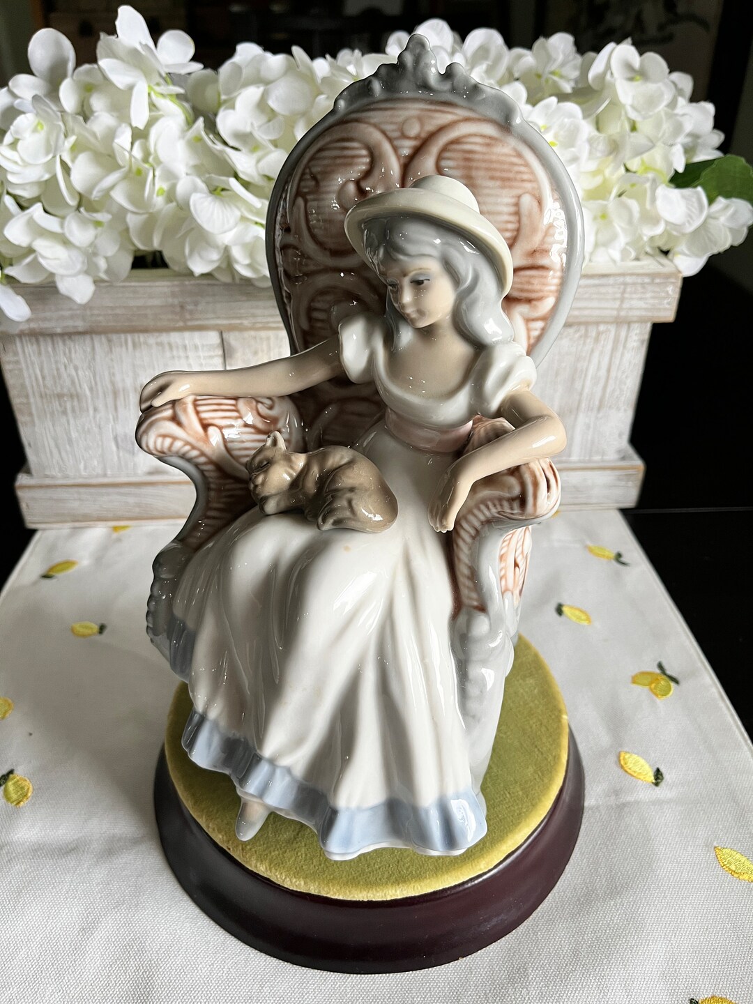 Tengra Porcelain Figurine - Girl With Dog - Vintage - Etsy