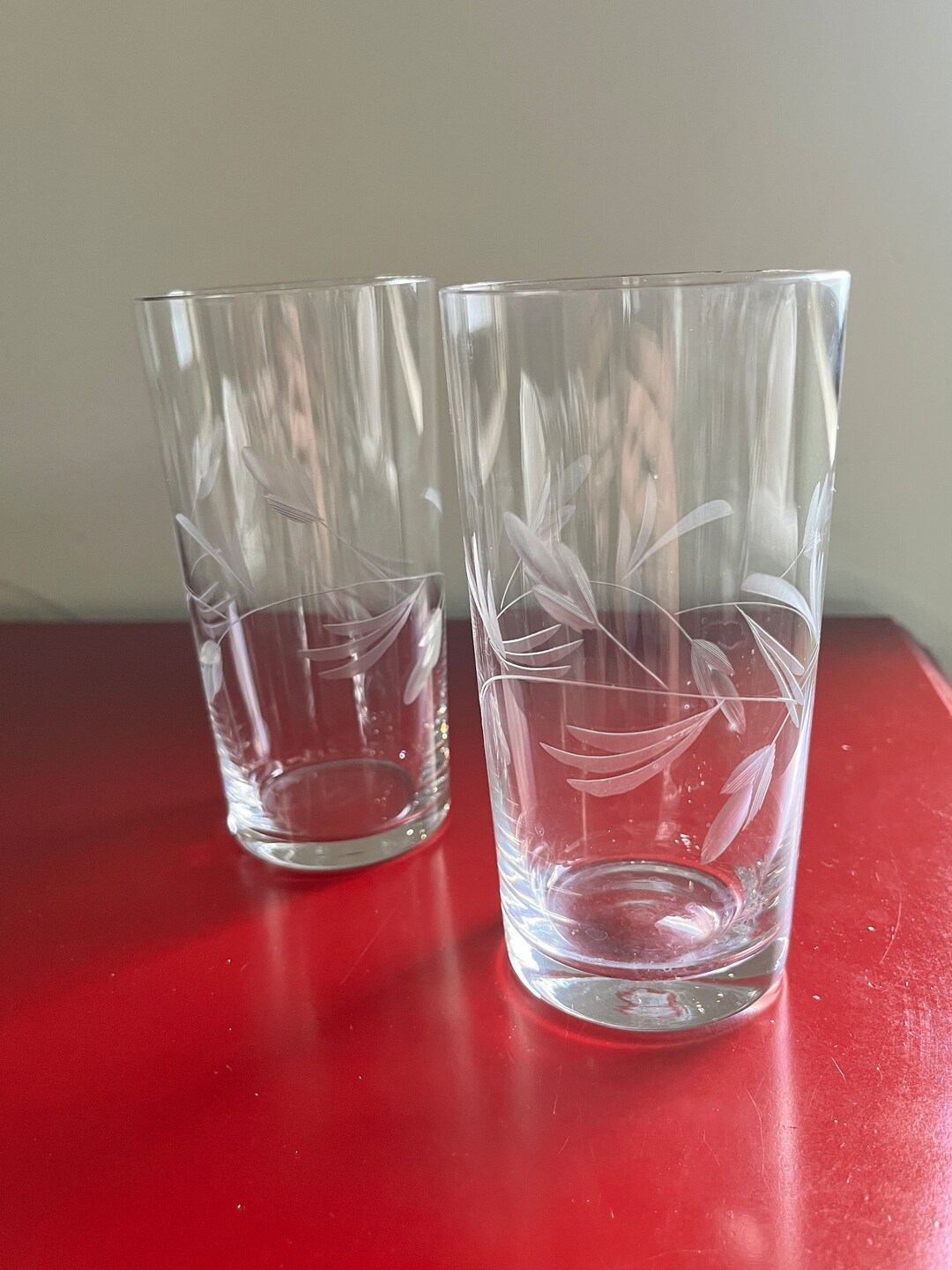 Vintage Etched Highball Glasses - Cocktail Glasses - Set of Two ...