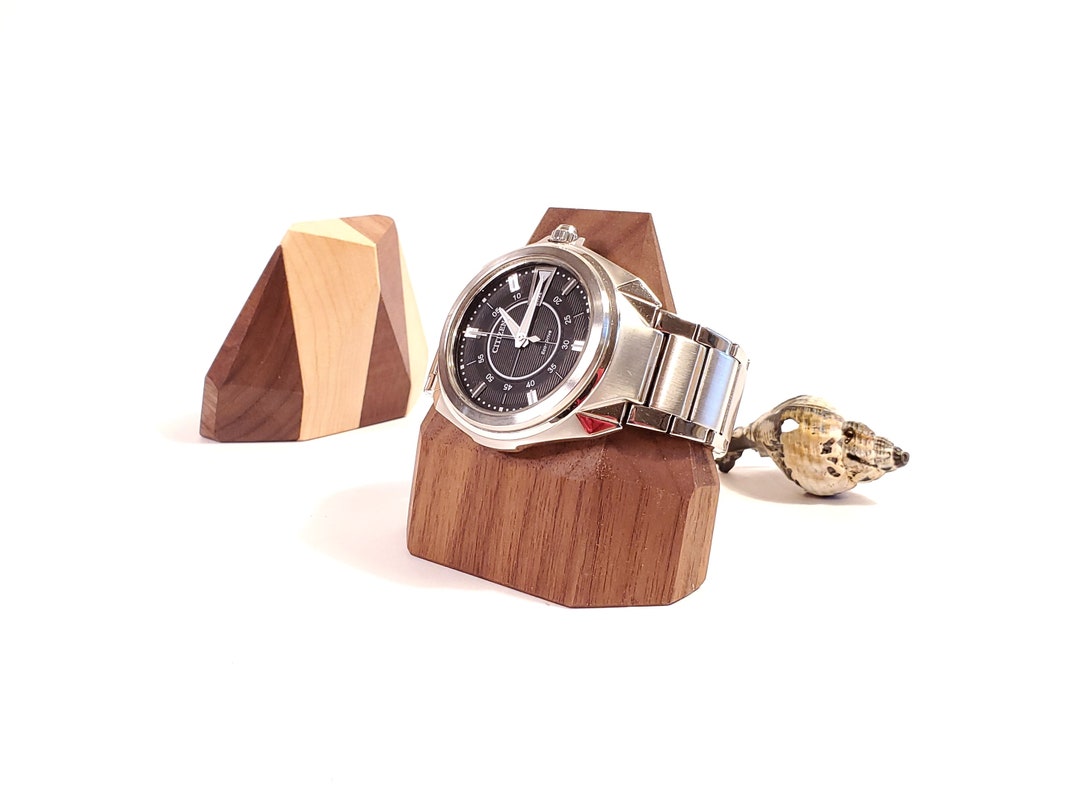 Minimalist Watch Pedestal | MOKUWA - Walnut Watch Stand - Display and ...