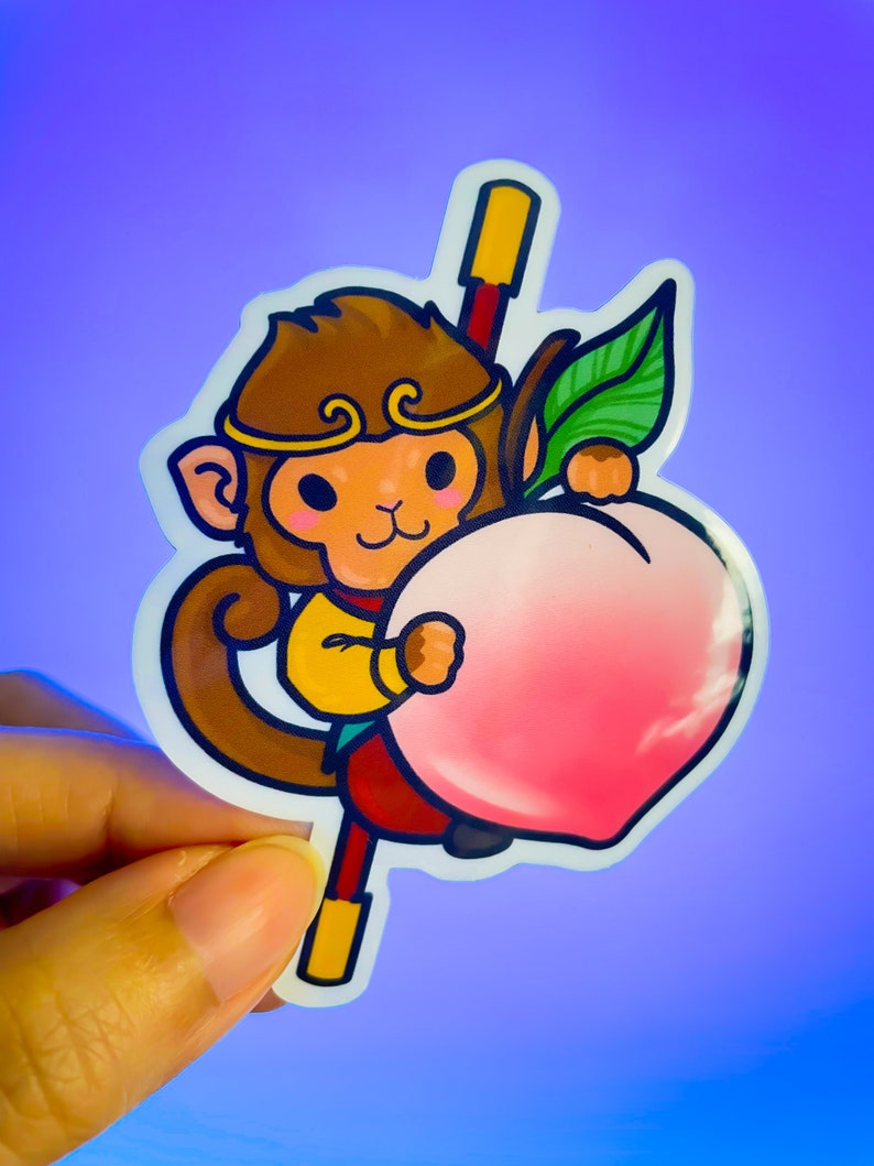 Stickers Sun Wukong Monkey King Peach Glossy Sticker - Etsy