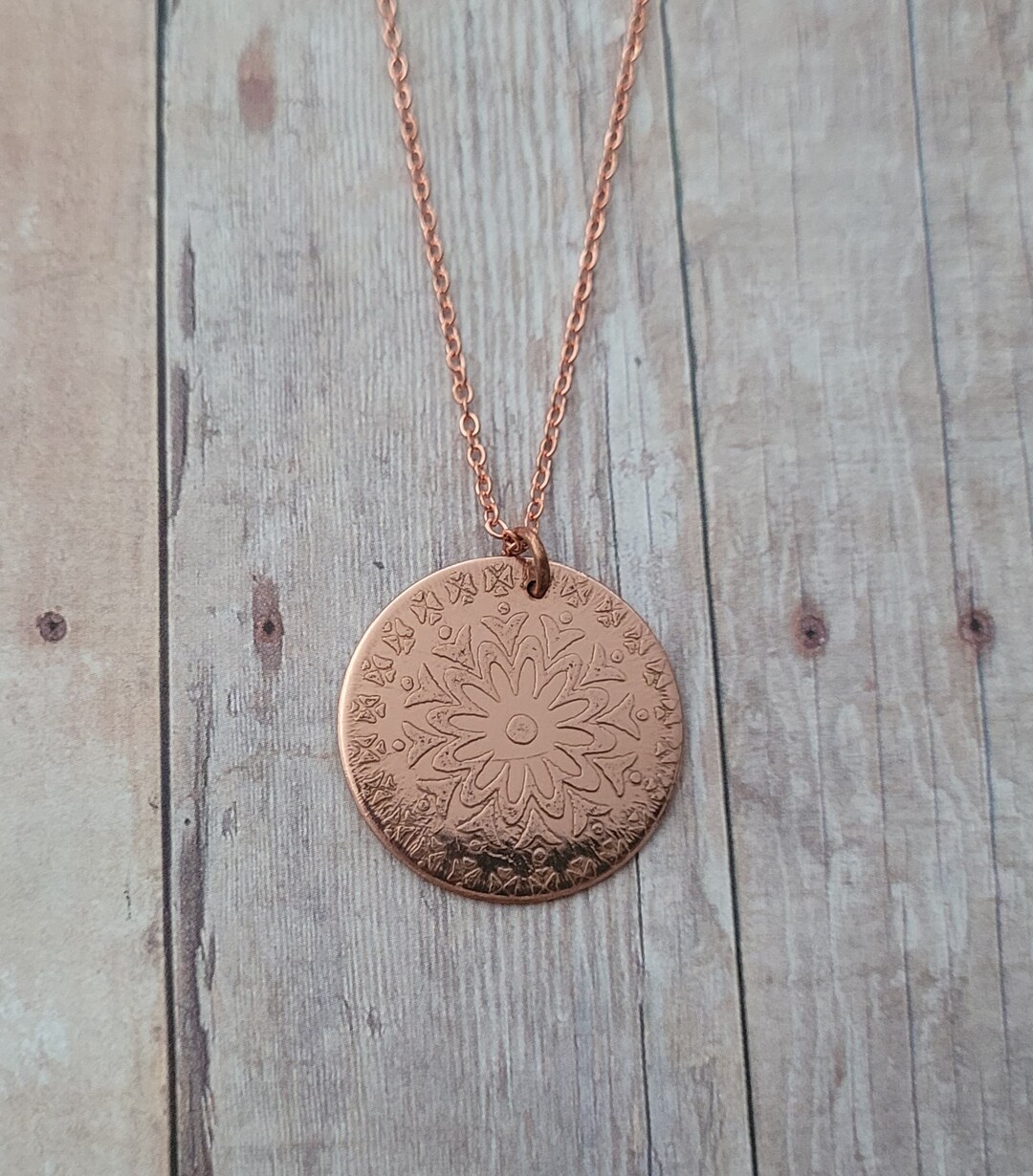 Etched Copper Mandela Pendant - Etsy