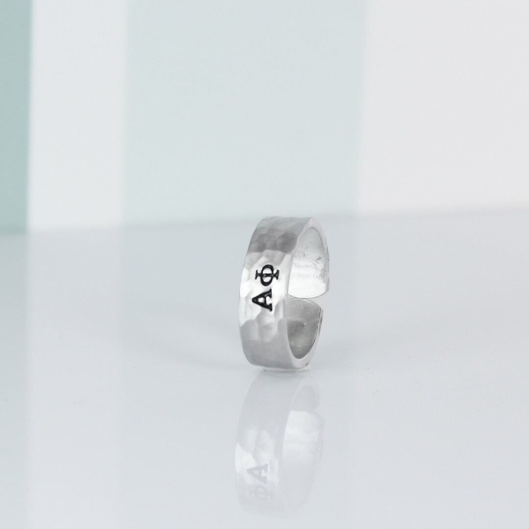 Alpha Phi Ring, Hammered Sorority Ring, Custom Sorority Jewelry, Hand ...