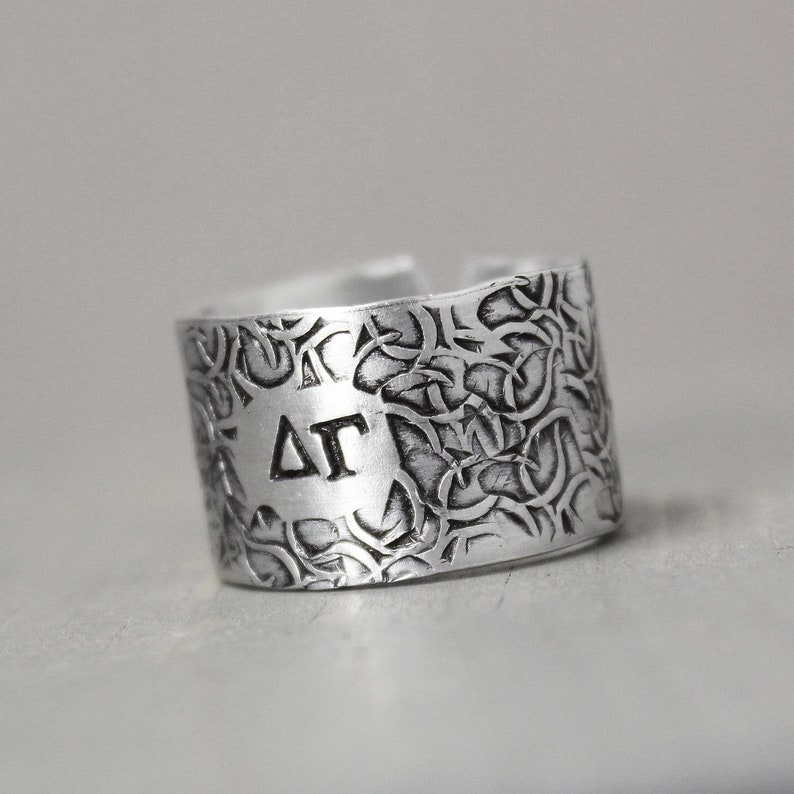 Delta Gamma Ring Sorority Ring Floral Texture Ring Custom - Etsy