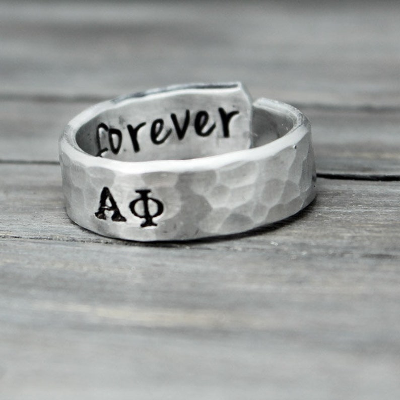 Alpha Phi Ring Hammered Sorority Ring Custom Sorority | Etsy