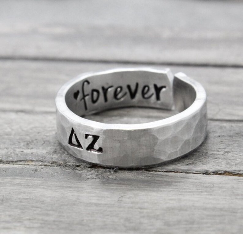 Delta Zeta Ring Hammered Sorority Ring Custom Sorority | Etsy