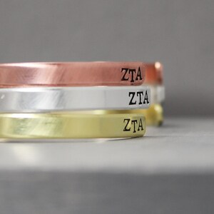 Zeta Tau Alpha Cuffs, Stacking Cuffs Metal Choices - Etsy
