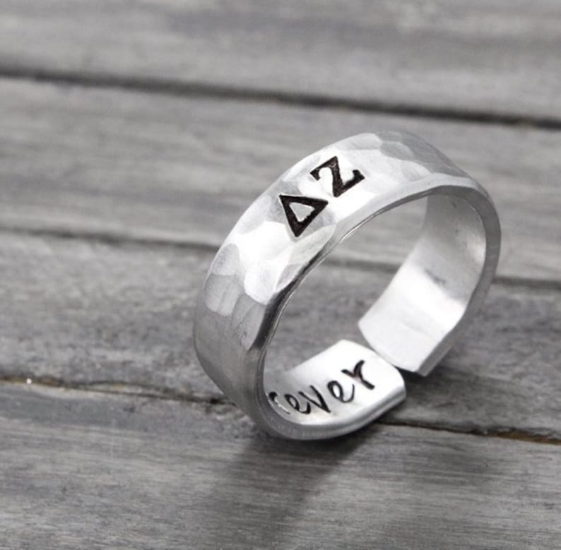 Delta Zeta Ring Hammered Sorority Ring Custom Sorority | Etsy